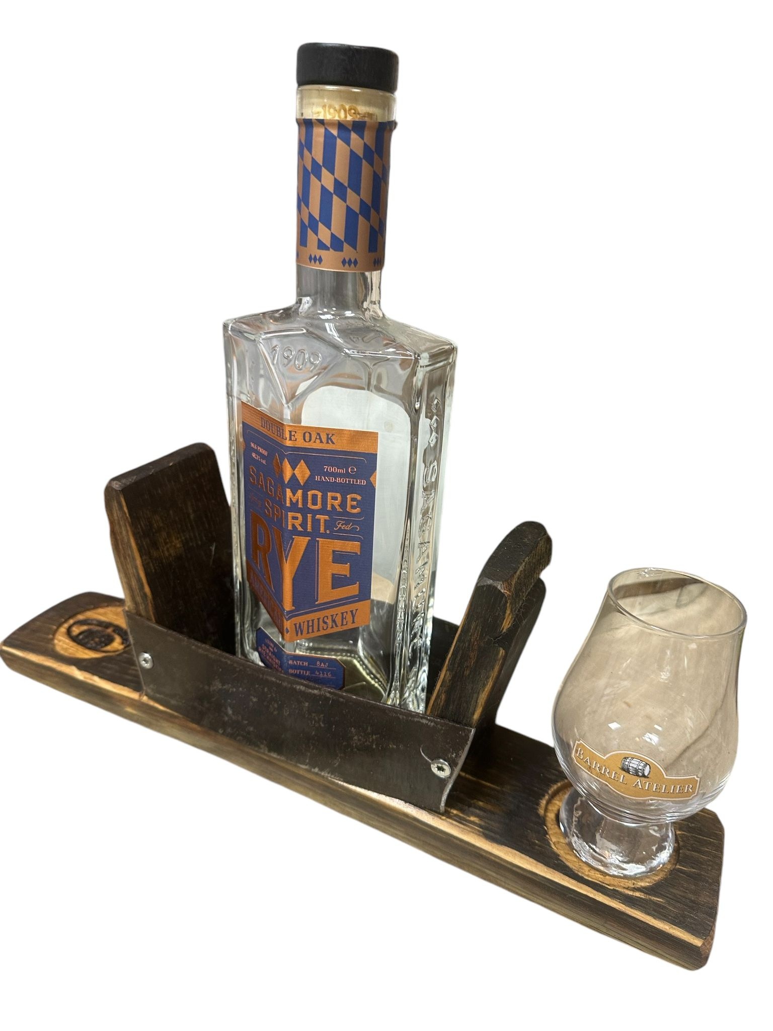 The Twin Glass & Bottle Stand Whisky - Barrel Atelier