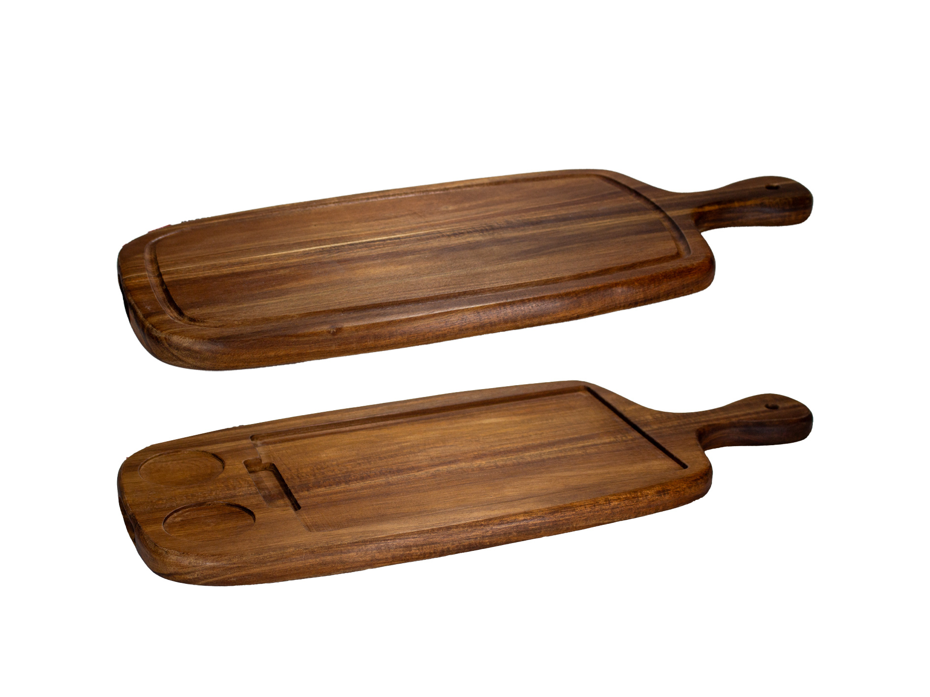 Houten acacia plank met 2 inlays, rechthoekig, met handvat - 50x23x2cm ...