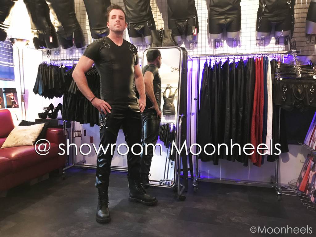 Black leather pants with adjustable leg harness now @ Moonheels - moonheels