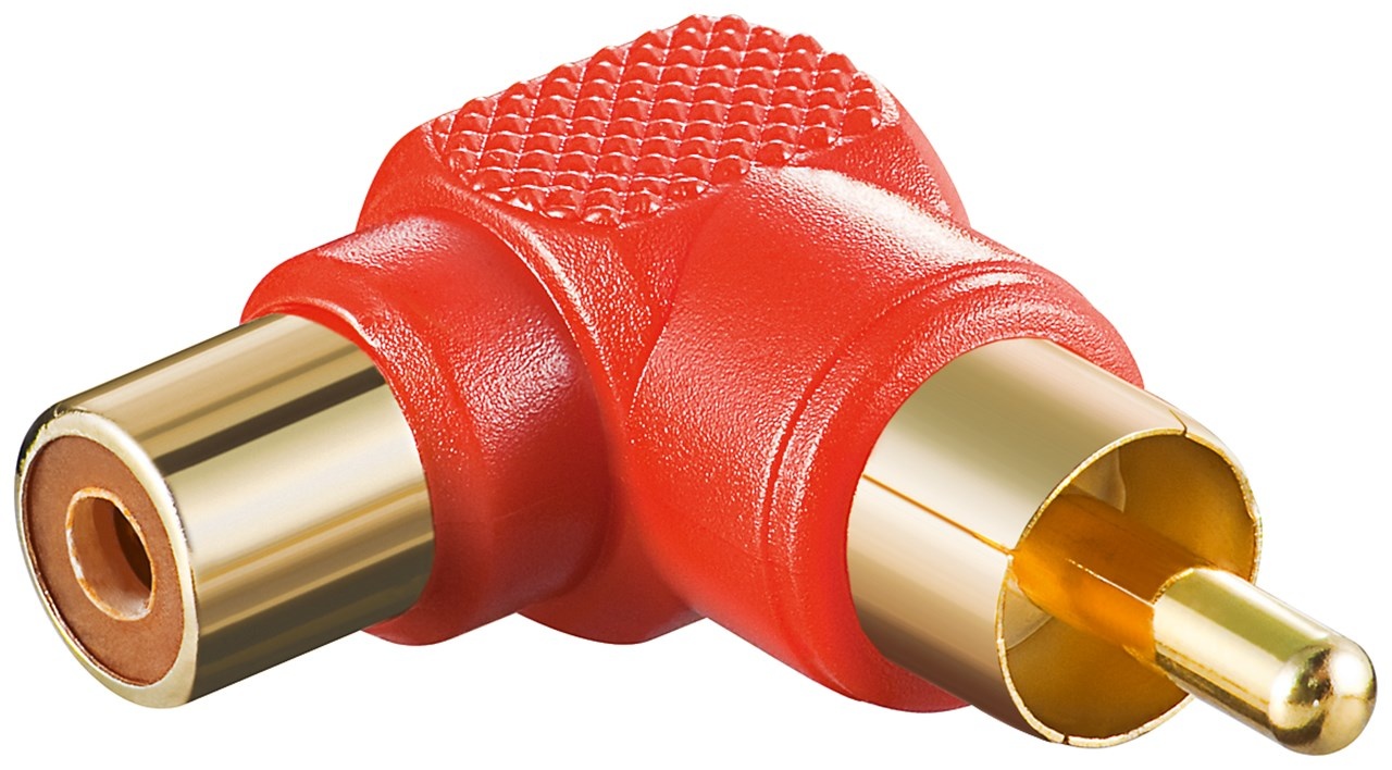 Cinch Adapter 90°, Rot Cinch-Buchse > Cinch-Stecker - CDZ