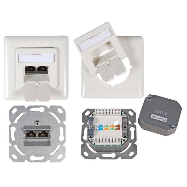 Datendose Cat.6 UP 9010 re/li, 2xRJ45, CLASS E, Standard - CDZ