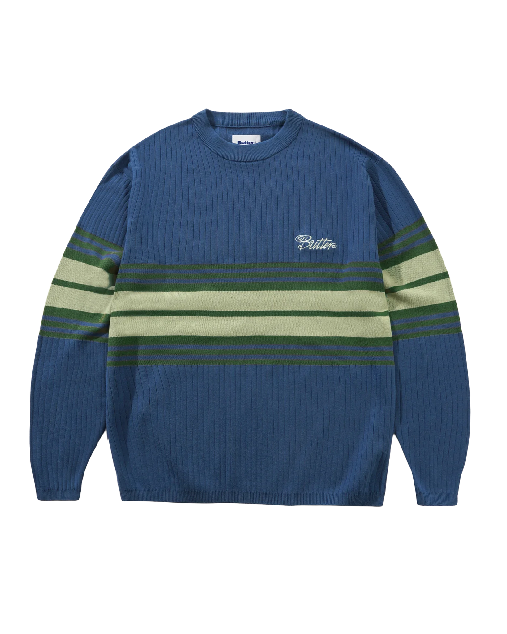 buttergoods Butter Goods Crest Knit Sweater Ocean - Lockwood Skateshop ...