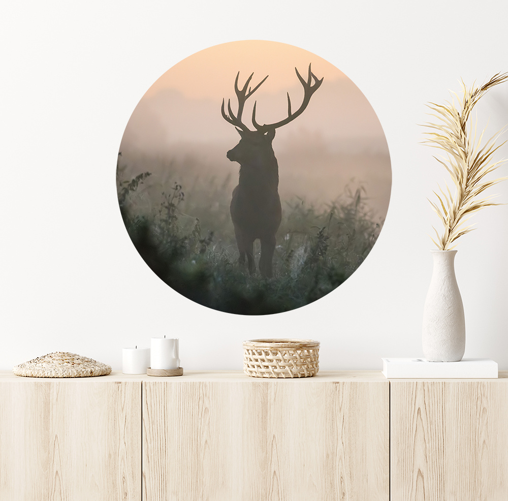 Muursticker Edelhert in de Mist - Sweet Living Shop