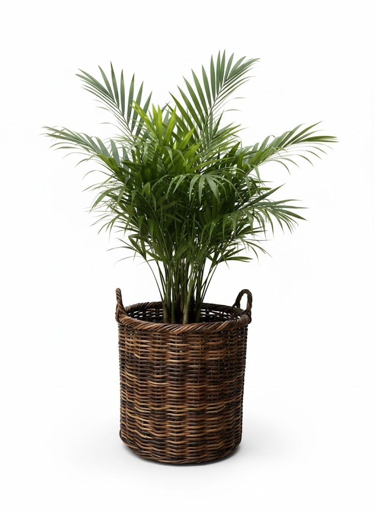 Hoge Ronde Mand Antiek - Rotan Plantenmand - Sweet Living Shop