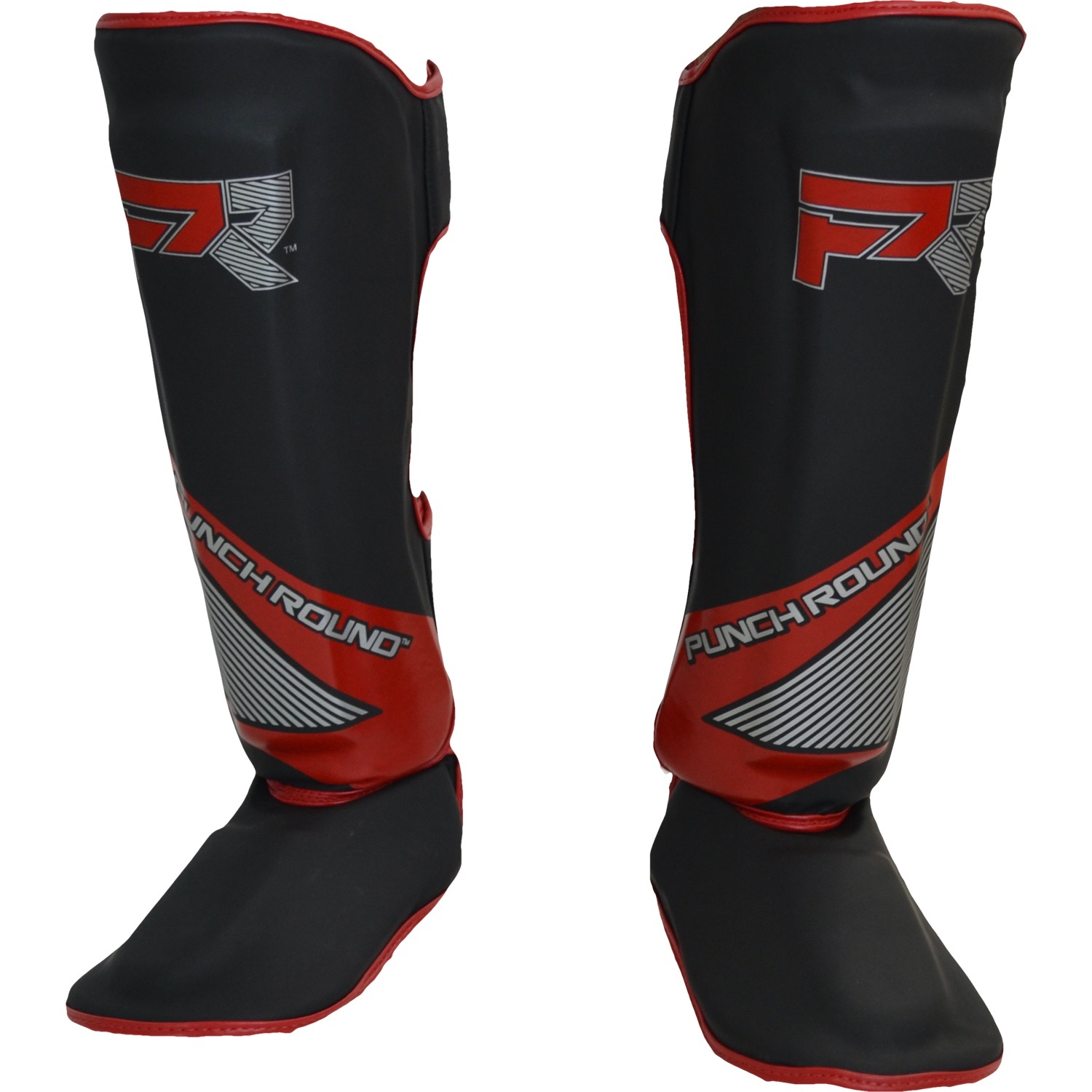 Punch Round Kickboxing Shinguards Evoke Black Red - Fightwear Shop - Europe
