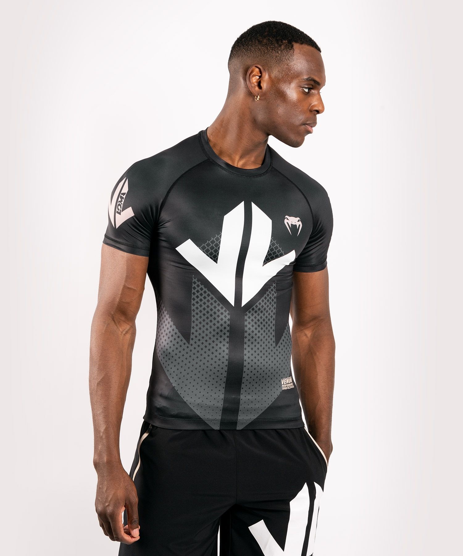 Venum Arrow Rash Guard Korte Mouw Zwart Wit - FIGHTWEAR SHOP NEDERLAND