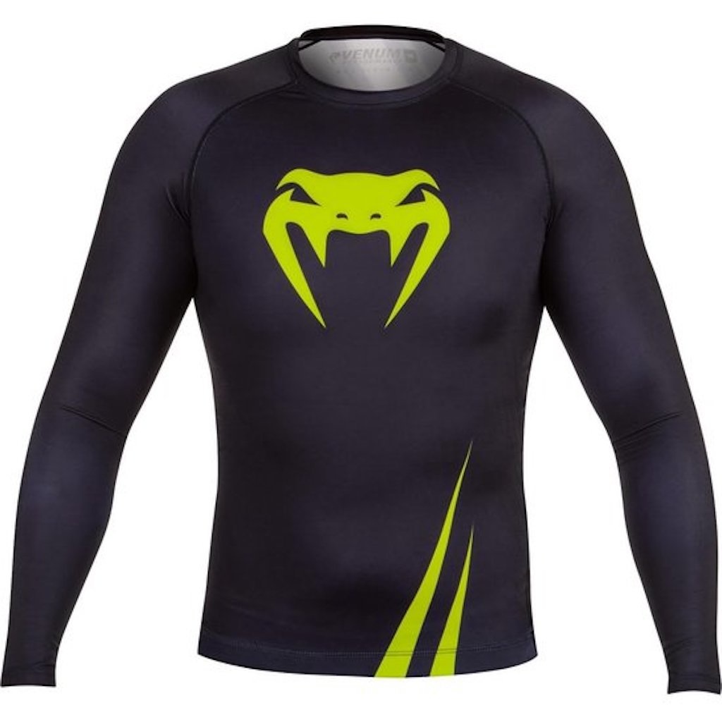Venum Challenger Rash Guard L/S Zwart Geel - FIGHTWEAR SHOP NEDERLAND