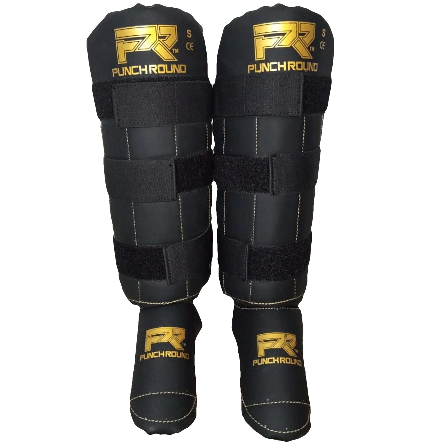 Punch Round Shinguards Experience Black Gold Logo - FIGHTWEAR SHOP EUROPE