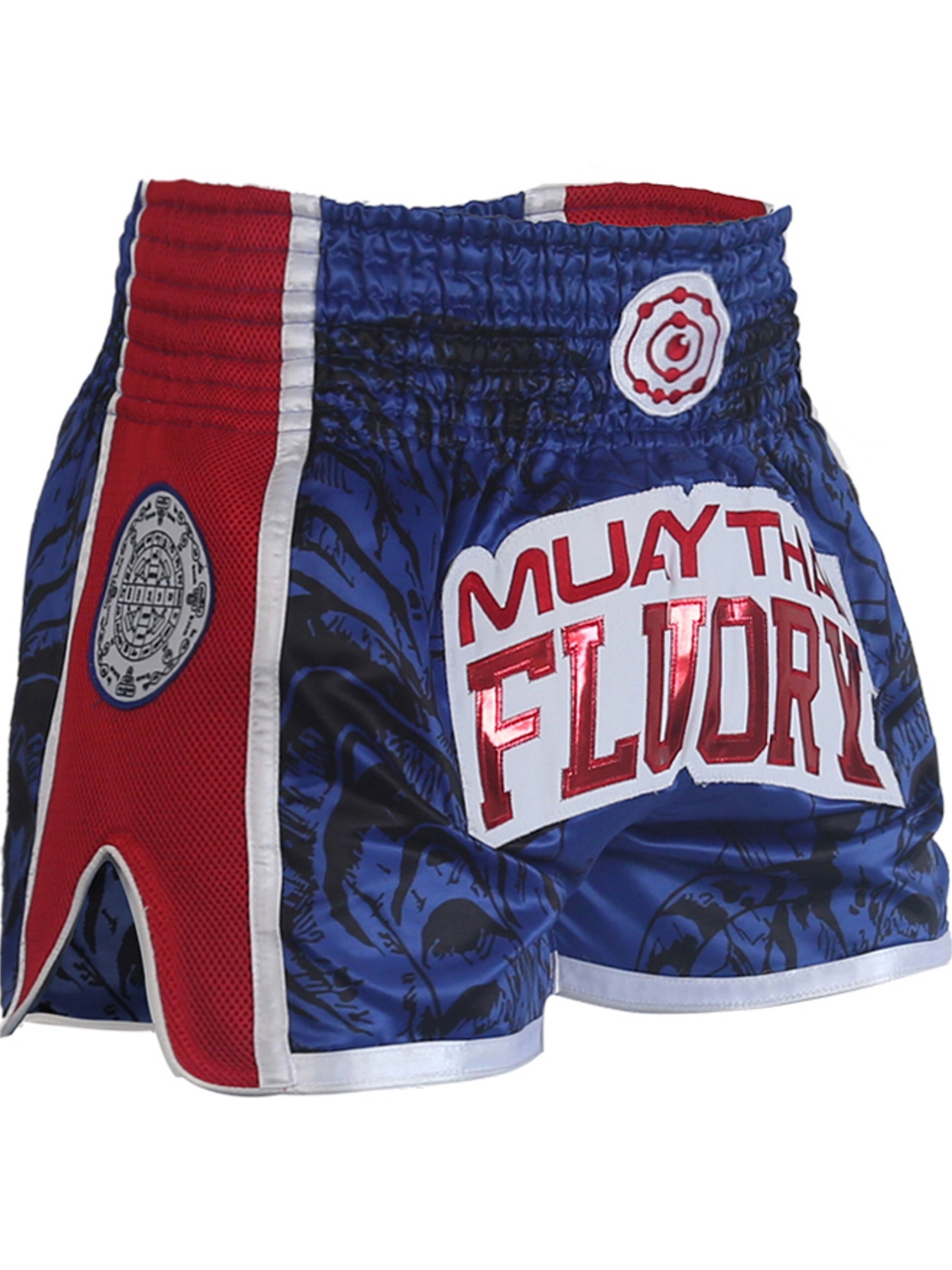 Fluory Muay Thai Short Kickboxing Short Red Silver MTSF15 - FIGHTWEAR ...
