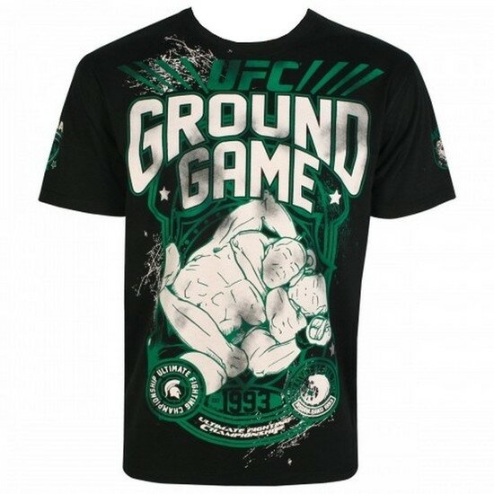 UFC Ground Game T Shirts Black Black Green - FIGHTWEAR SHOP EUROPE