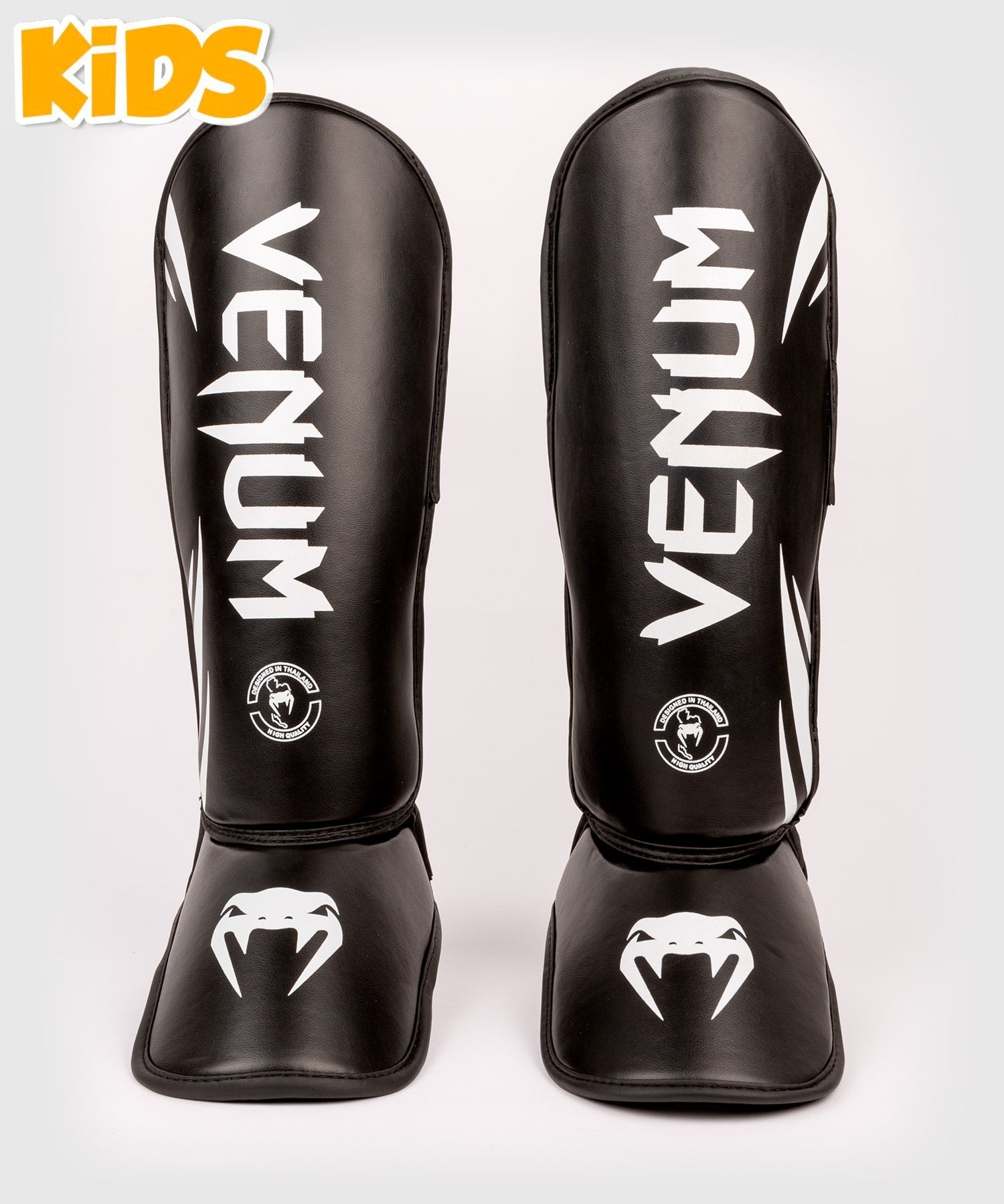 Venum Challenger Kids Shin Guards Black White - FIGHTWEAR SHOP EUROPE
