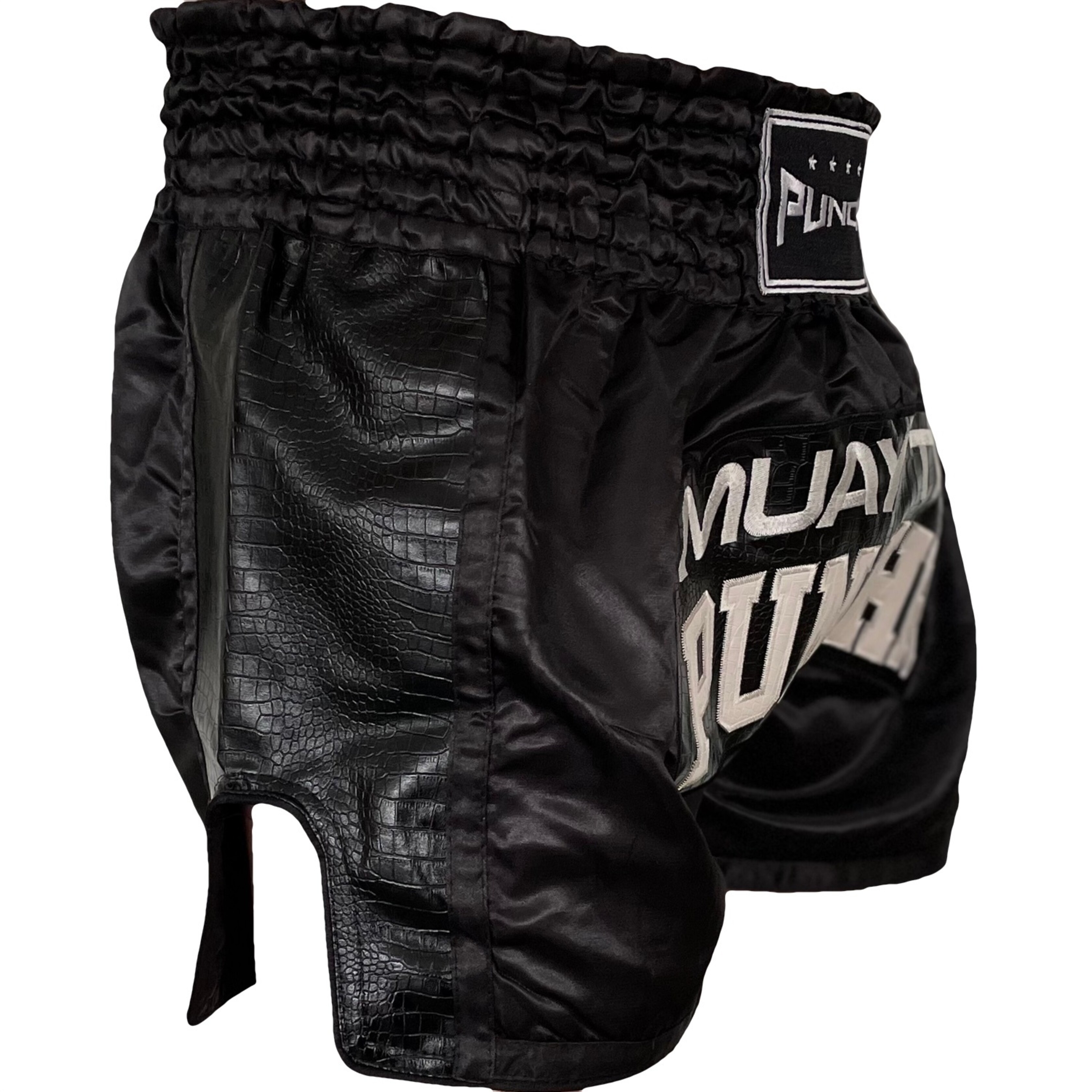 PunchR™ Muay Thai Short Crocodile Black White - FIGHTWEAR SHOP EUROPE