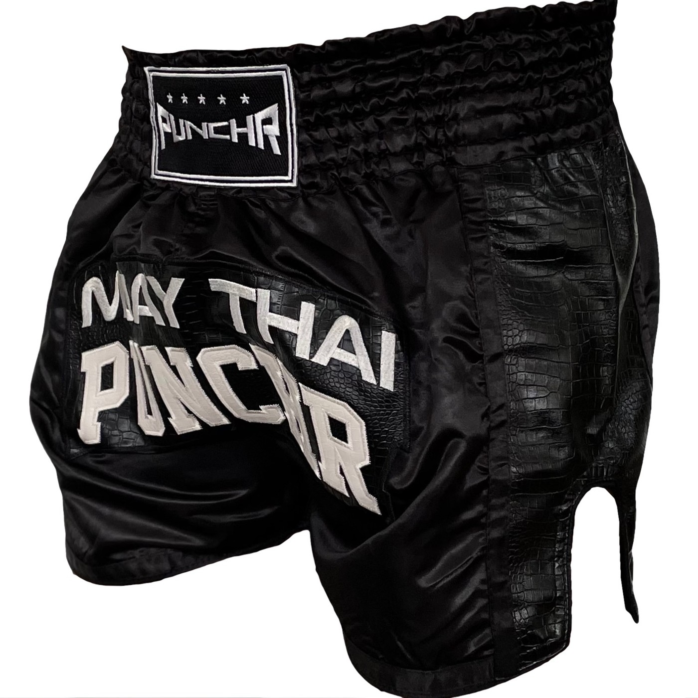 PunchR™ Muay Thai Short Crocodile Black White - FIGHTWEAR SHOP EUROPE