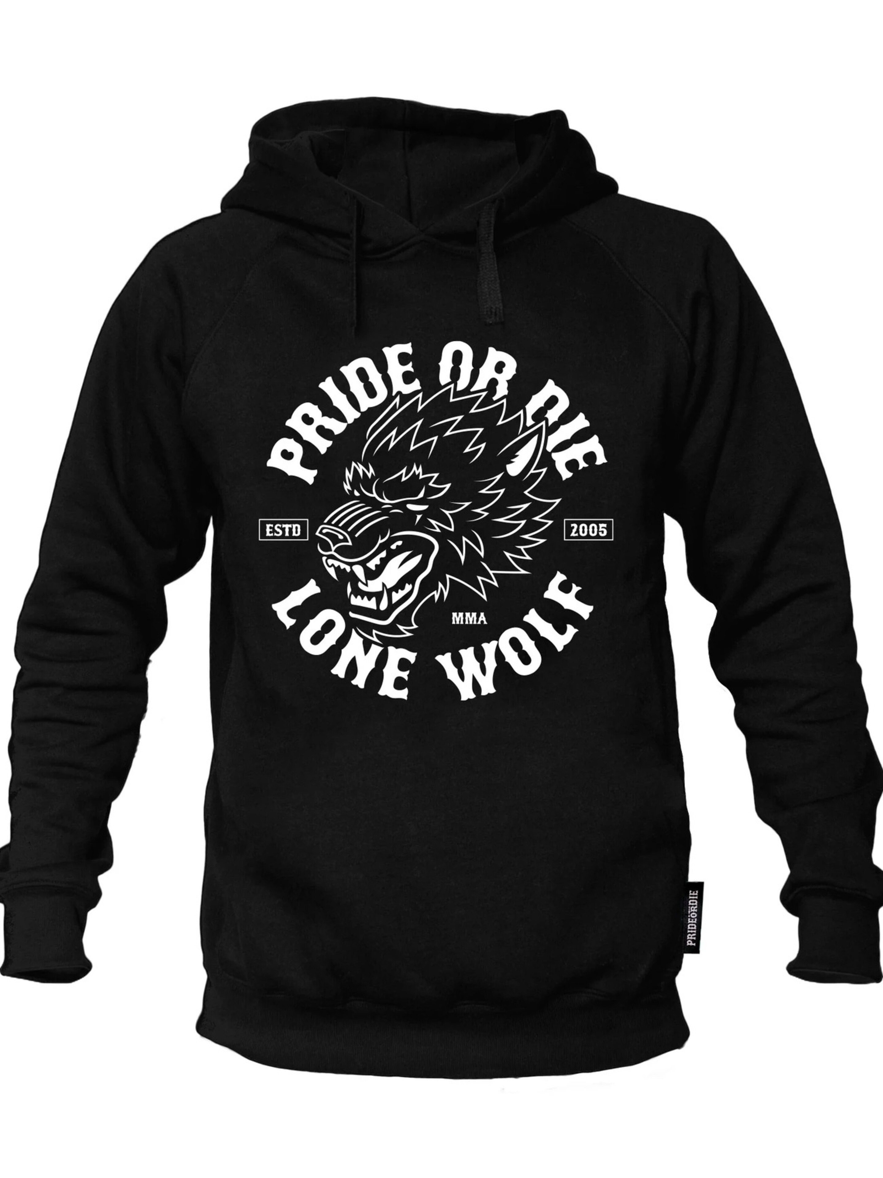 PRIDE or Die Rash Guard Lone Wolf Black White - FIGHTWEAR SHOP EUROPE