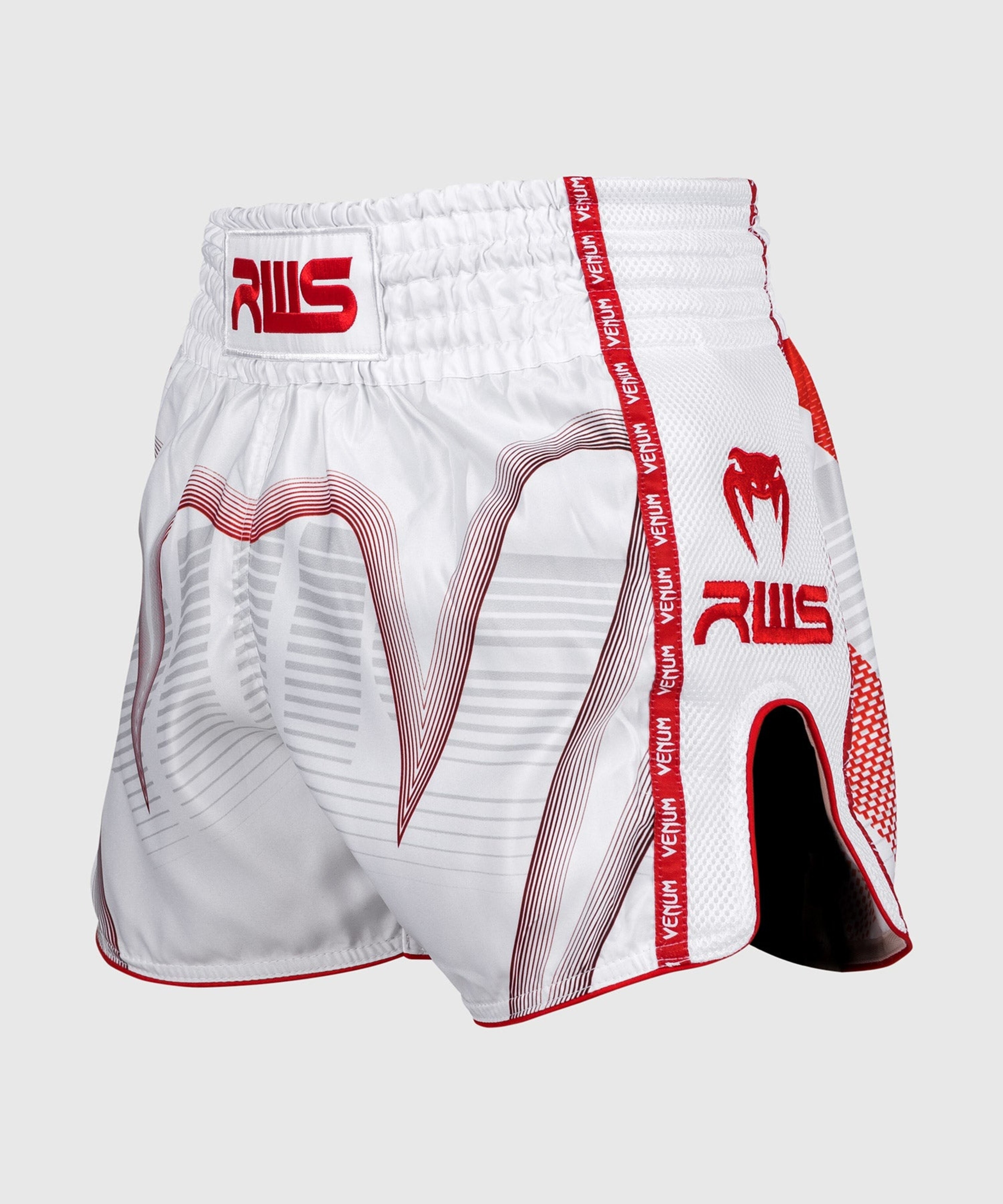 RWS x Venum Muay Thai Kickboxing Short White Red - FIGHTWEAR SHOP EUROPE