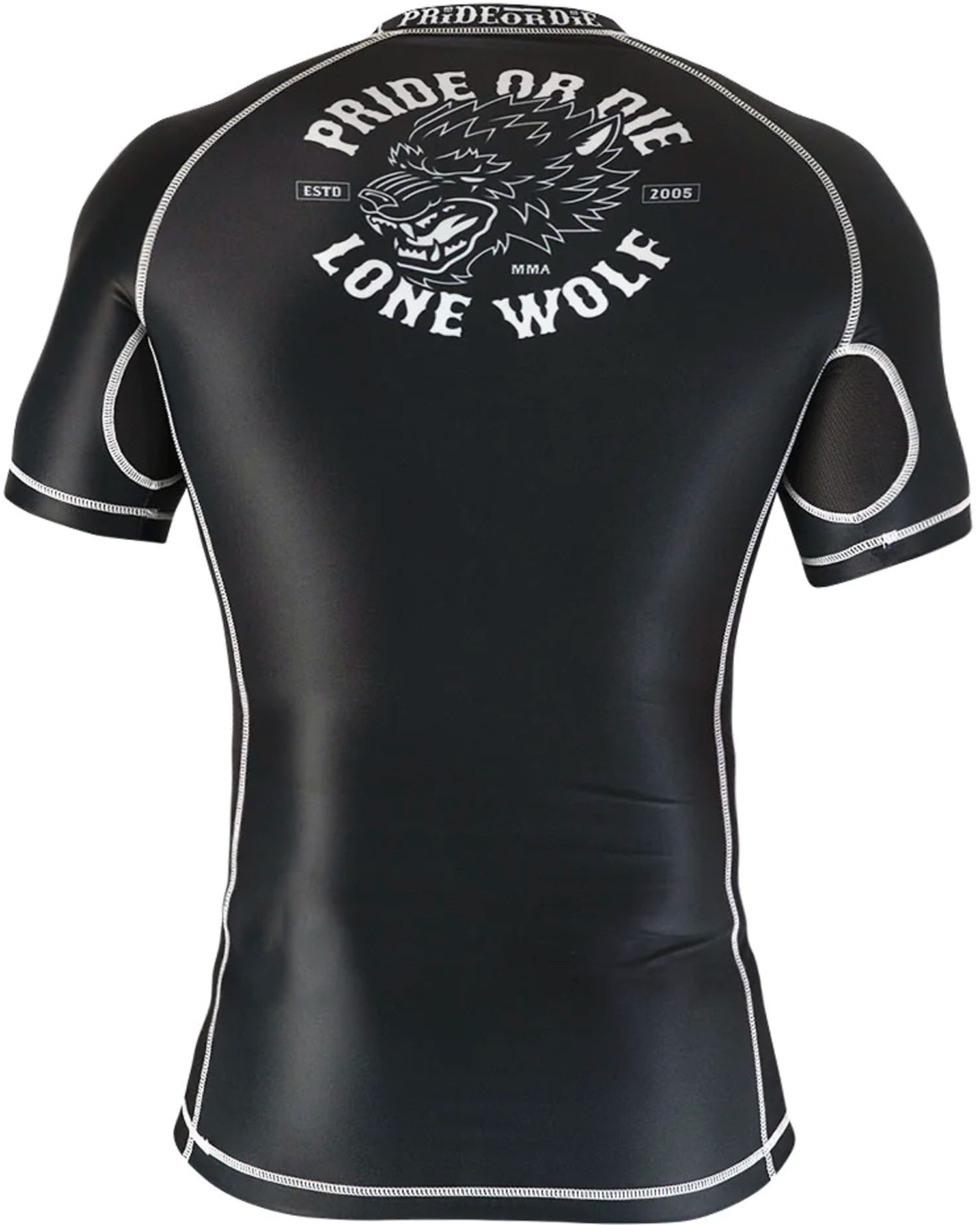 PRIDE or Die Rash Guard Lone Wolf Black White - FIGHTWEAR SHOP EUROPE