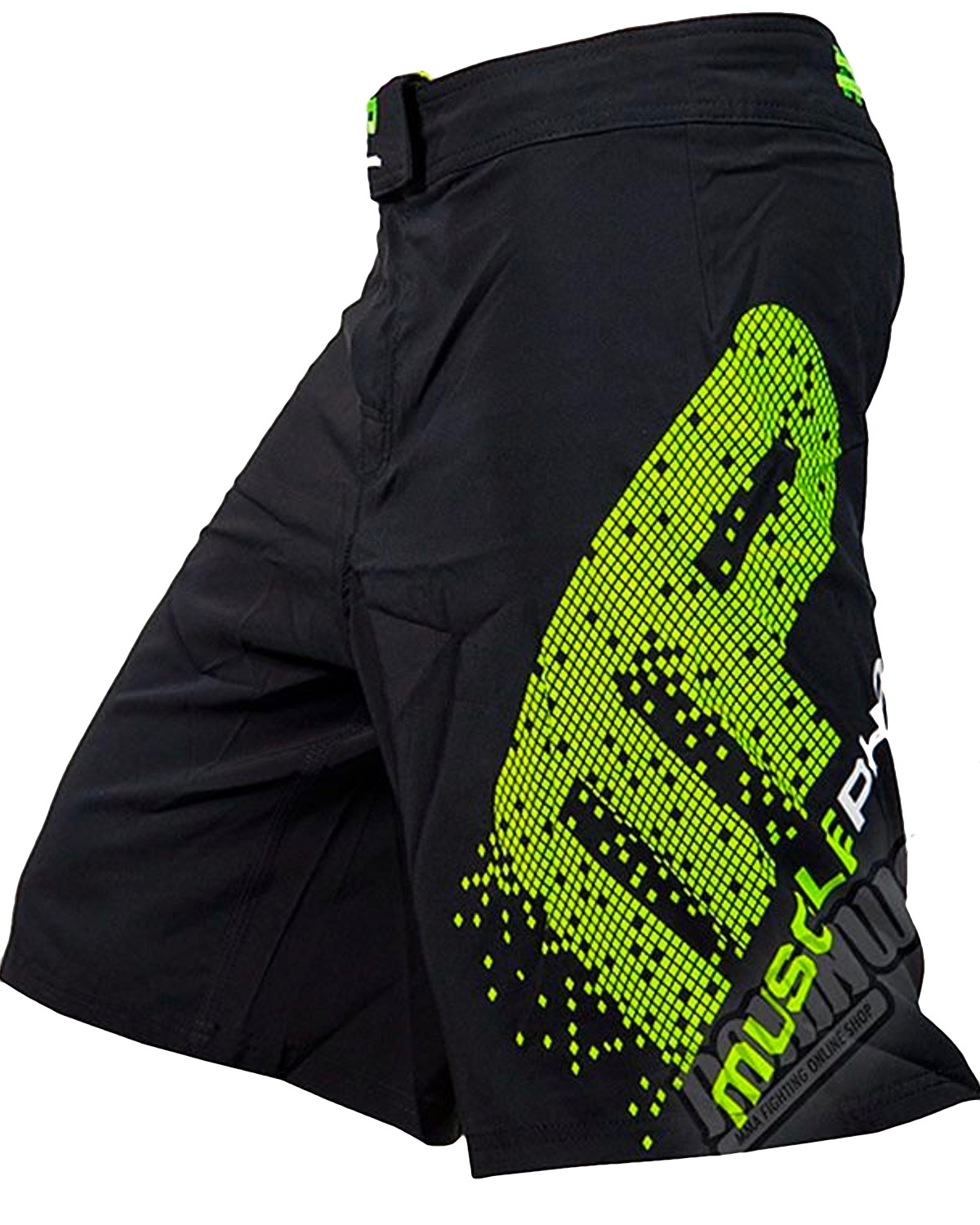 MusclePharm Pixel Mens MMA Fightshorts Black Green - FIGHTWEAR SHOP EUROPE