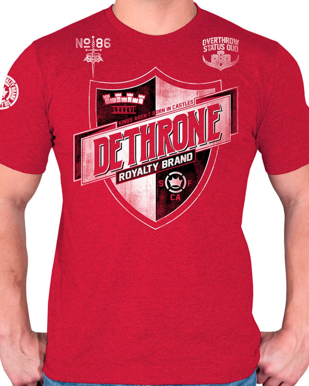 Dethrone MMA Clothing Team Shield T-Shirt Baumwoll Rot - FIGHTWEAR SHOP ...
