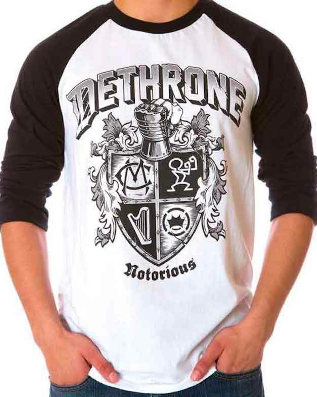 Dethrone The Notorious Raglan T Shirts White Black - FIGHTWEAR SHOP EUROPE