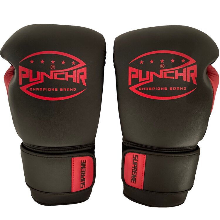 PunchR™ Supreme Boxing Gloves Microfiber Black Red - FIGHTWEAR SHOP EUROPE