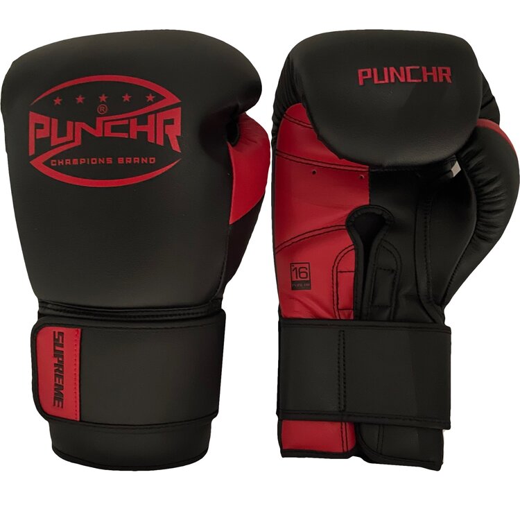 PunchR™ Supreme Boxing Gloves Microfiber Black Red - FIGHTWEAR SHOP EUROPE