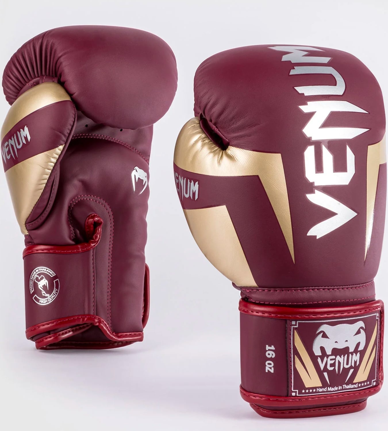 Venum Elite (Kick)Boxing Gloves Burgundy Gold - Fightwear Shop - Europe