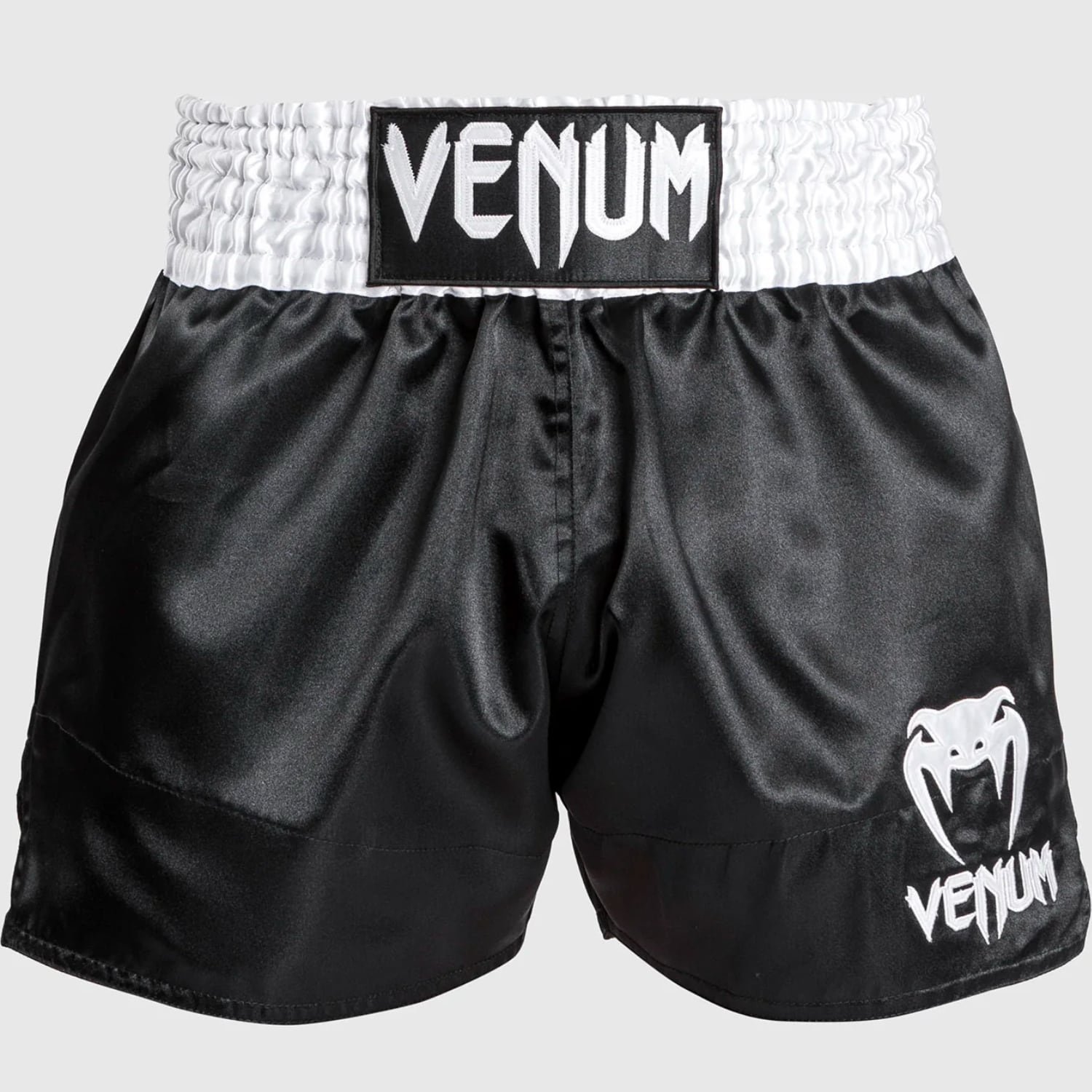 Venum Classic Muay Thai Kickboxing Shorts White Black - FIGHTWEAR SHOP EUROPE