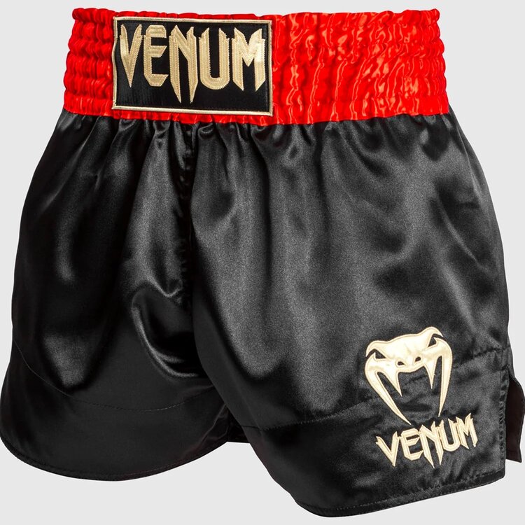 Venum Classic Muay Thai Kickboxing Shorts Red Black Gold - FIGHTWEAR ...