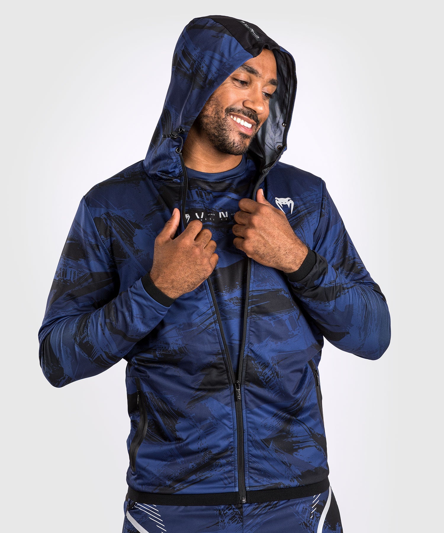 Venum Electron 3.0 Hoodie Track Jacket Navy Blue - Fightwear Shop - Europe