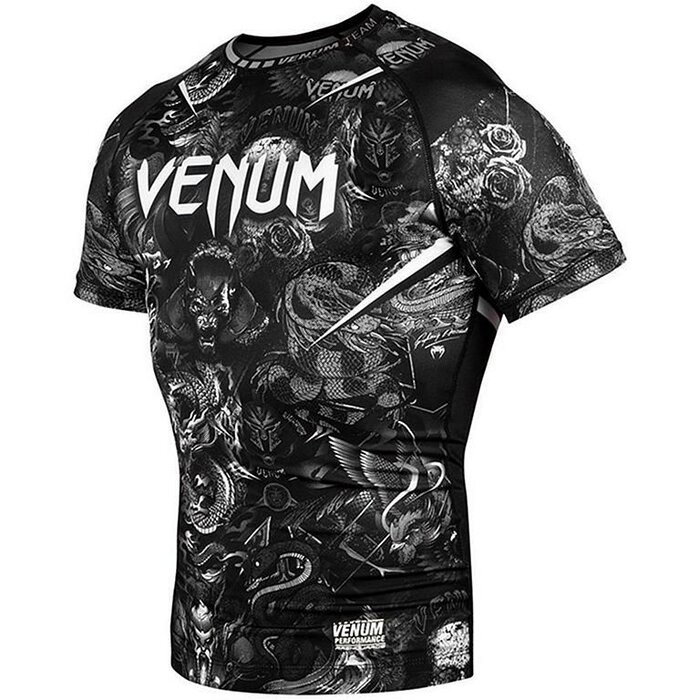 Venum Art Rash Guard Compression Shirt Black White - FIGHTWEAR SHOP EUROPE
