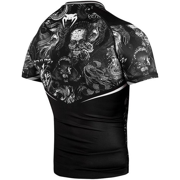 Venum Art Rash Guard Compression Shirt Black White - FIGHTWEAR SHOP EUROPE