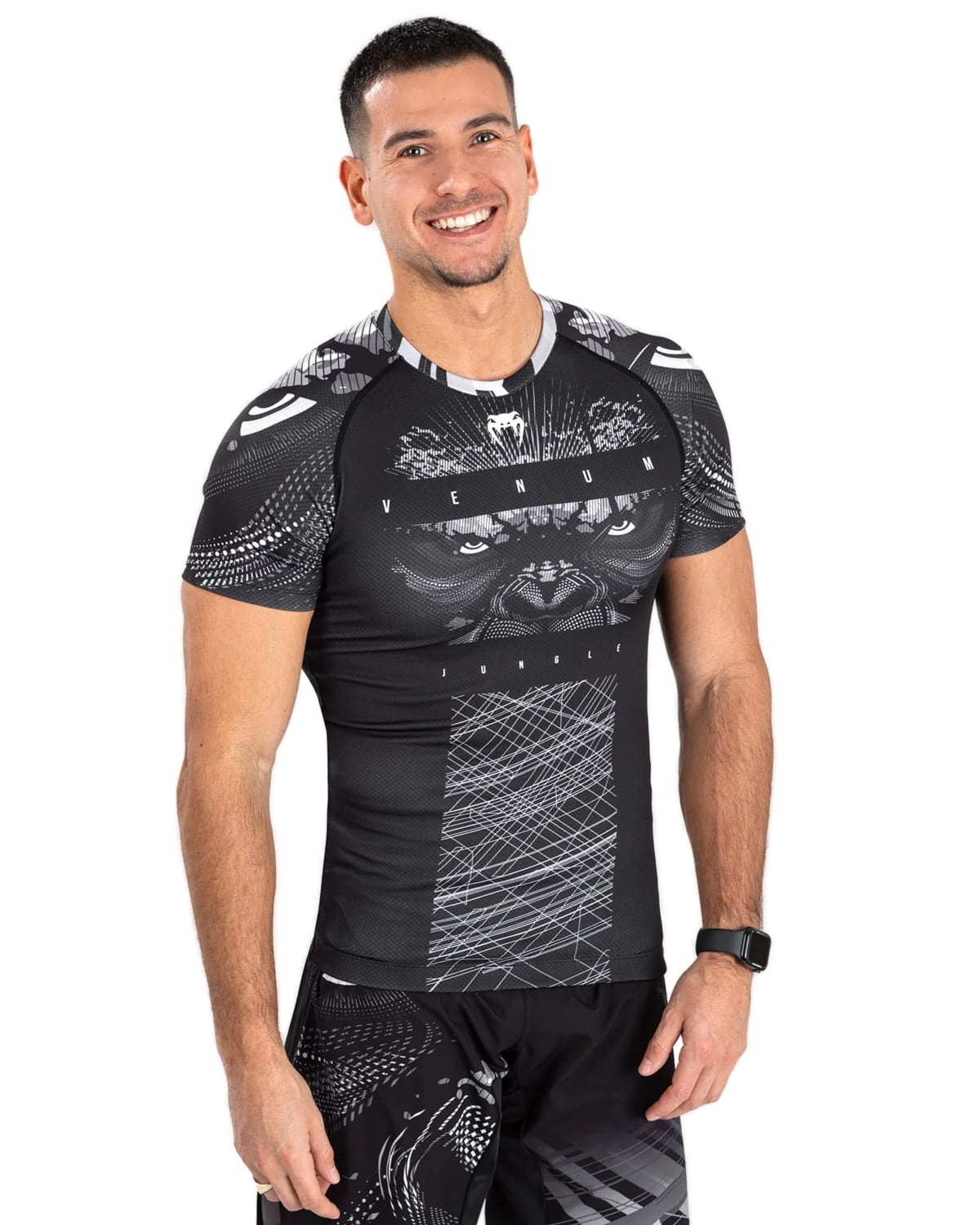 Venum Gorilla Jungle Rash Guard Black White - FIGHTWEAR SHOP EUROPE