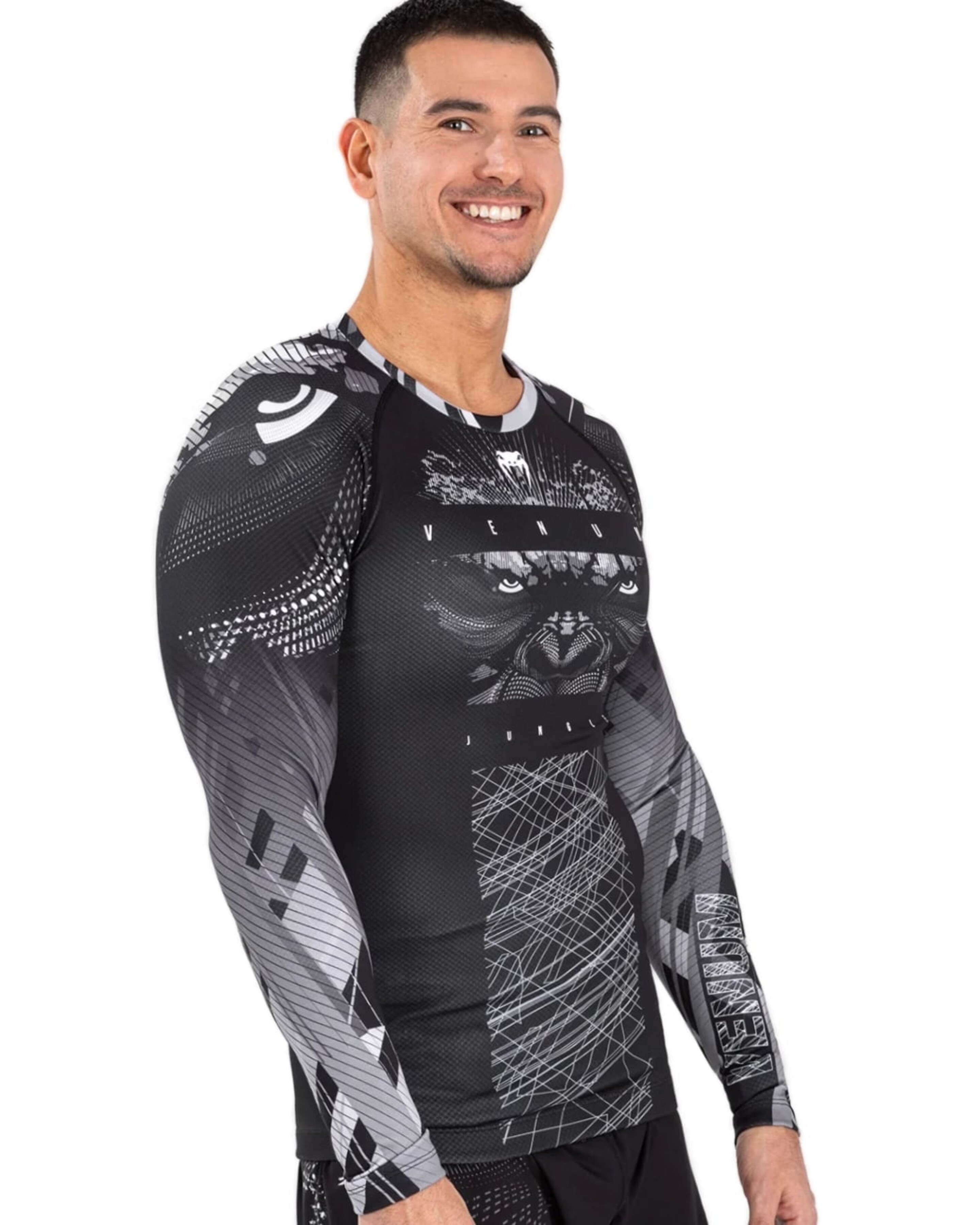 Venum Gorilla Jungle Rash Guard Black White - FIGHTWEAR SHOP EUROPE