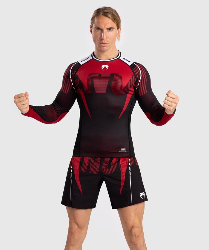 Venum Adrenaline Long Sleeve Rashguard Red Black - FIGHTWEAR SHOP EUROPE