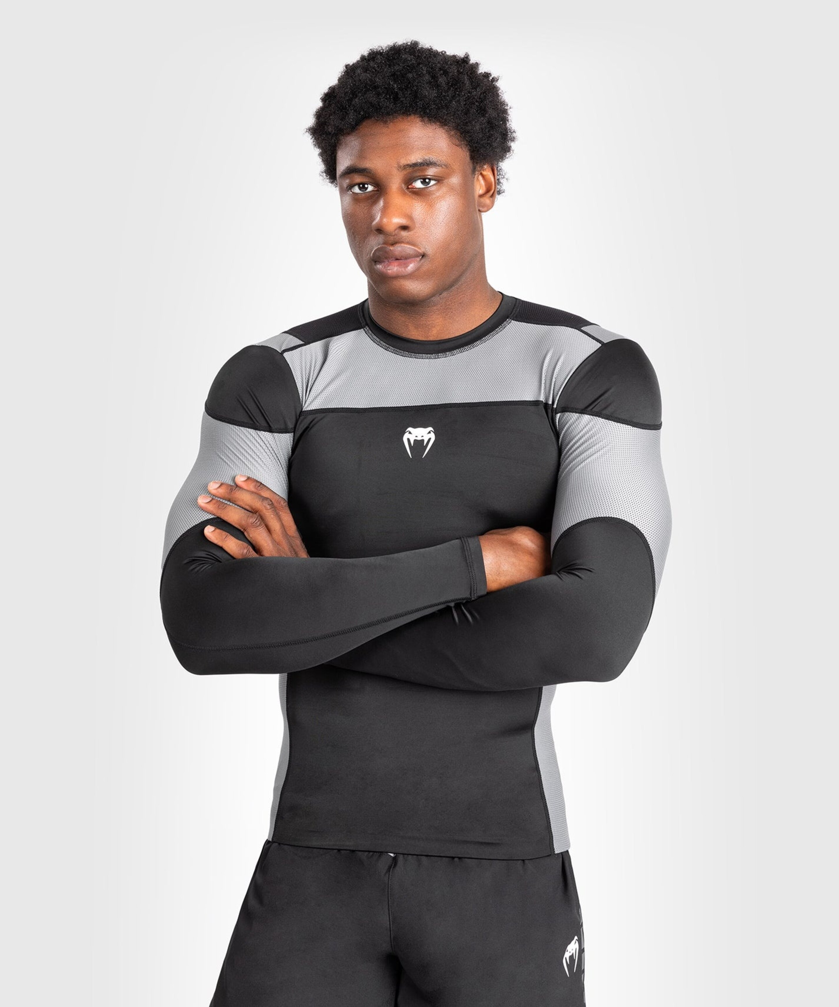 Venum Tempest Rash Guard Compression Shirts L/S Black Grey - FIGHTWEAR ...