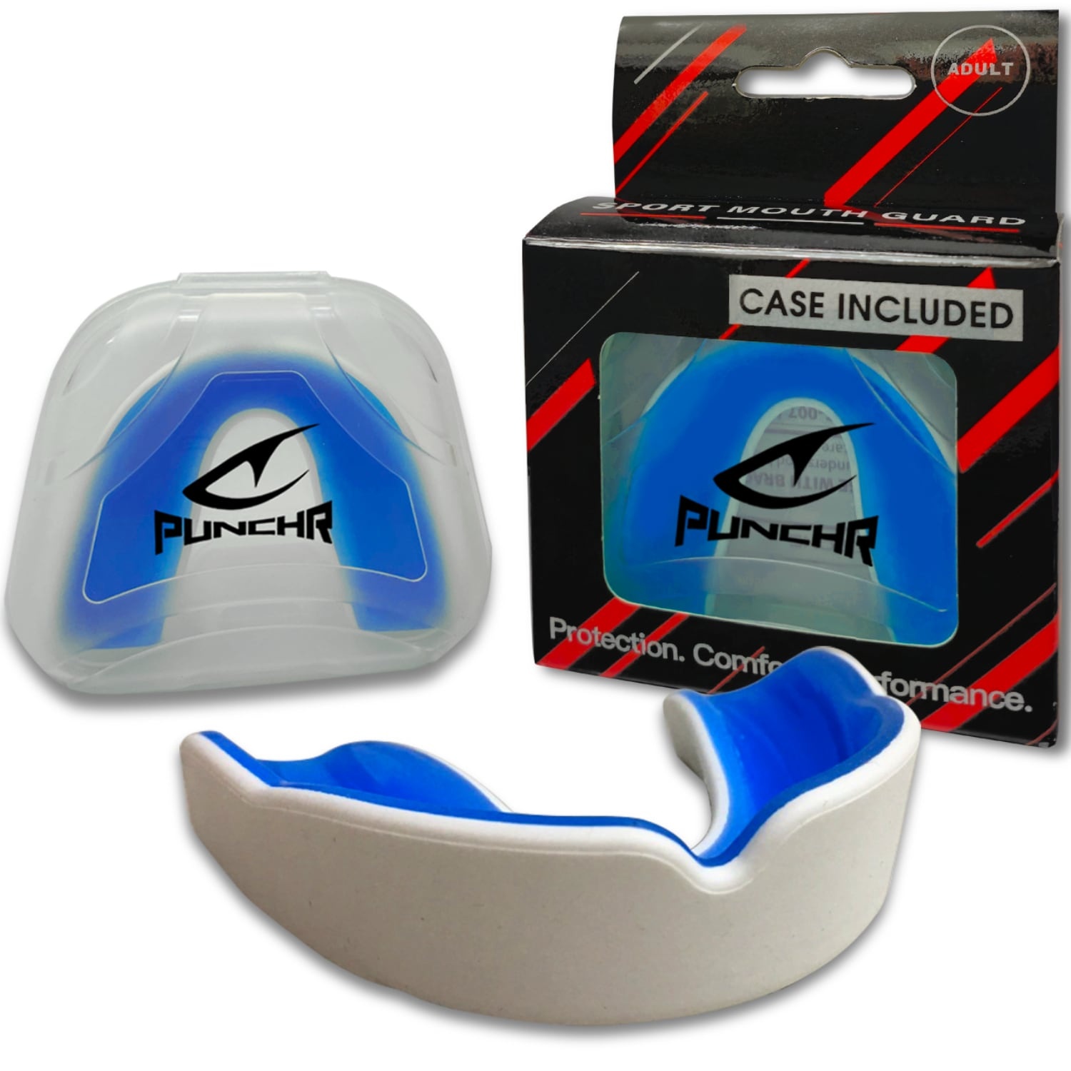 PunchR™ Pro Gel-Fit Mouth Guard MG-008 Adults White Blue - FIGHTWEAR ...