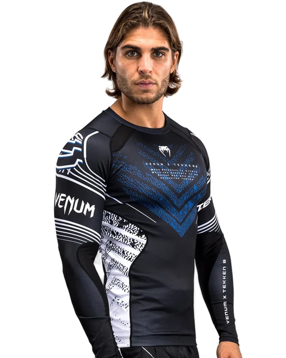 Venum x Tekken 8 Jin Kazama Rashguard Blue Black White - FIGHTWEAR SHOP ...