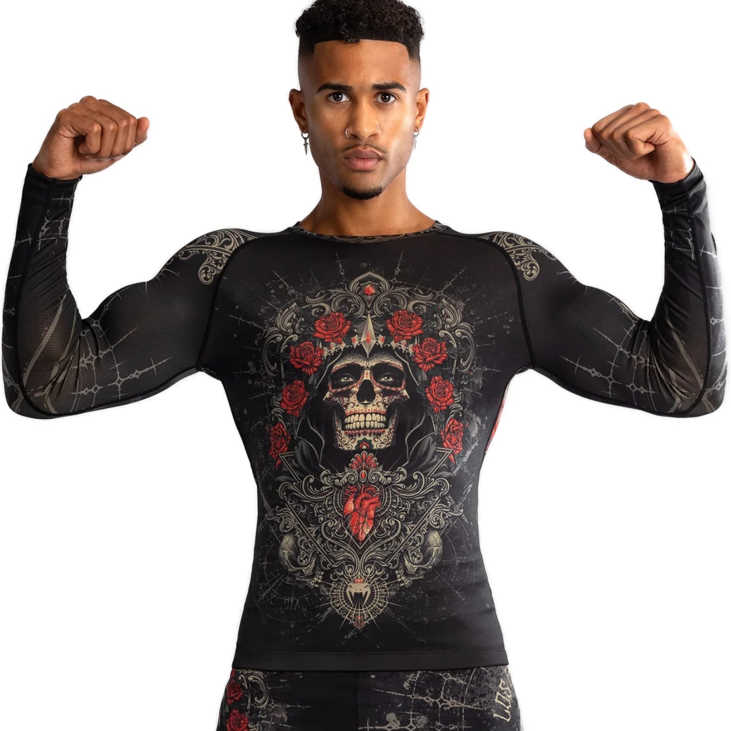 Venum Santa Muerte 5.0 L/S Rashguard Deep Black Gold - Fightwear Shop ...
