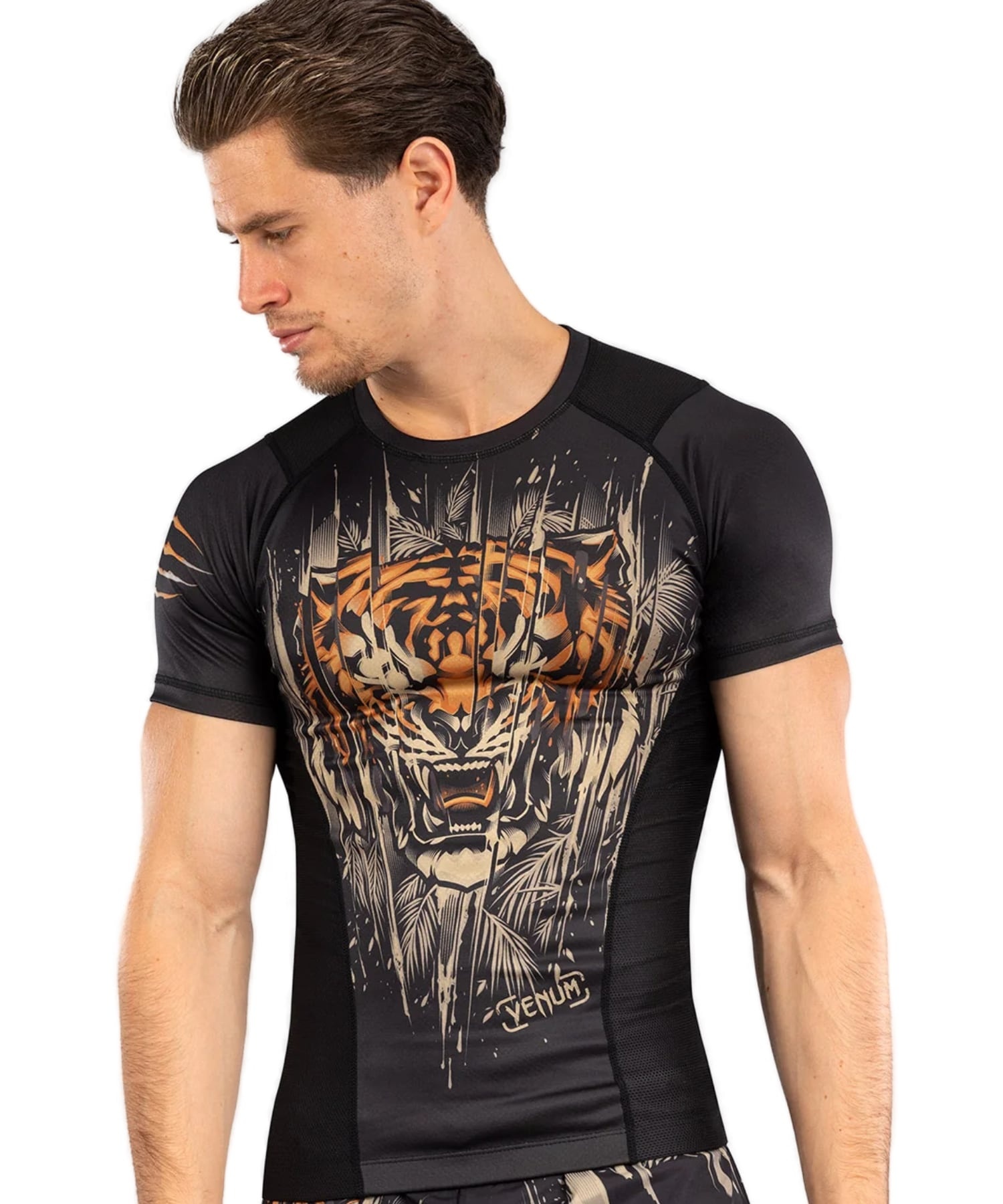 Venum Tiger Rash Guard Schwarz Neon Orange - FIGHTWEAR SHOP DEUTSCHLAND