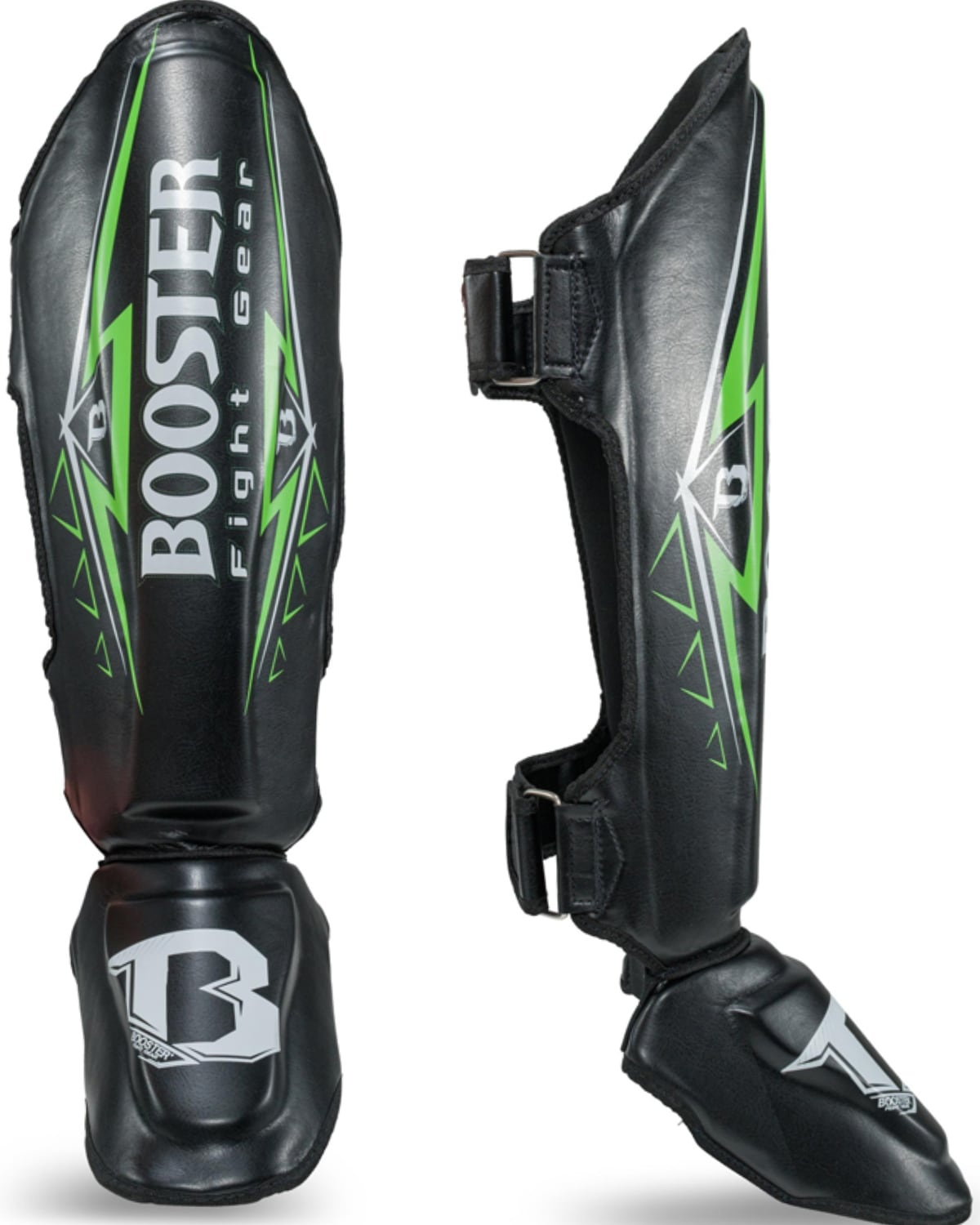 Booster Kickboxing Shinguards BK/GR War Black Green - FIGHTWEAR SHOP EUROPE