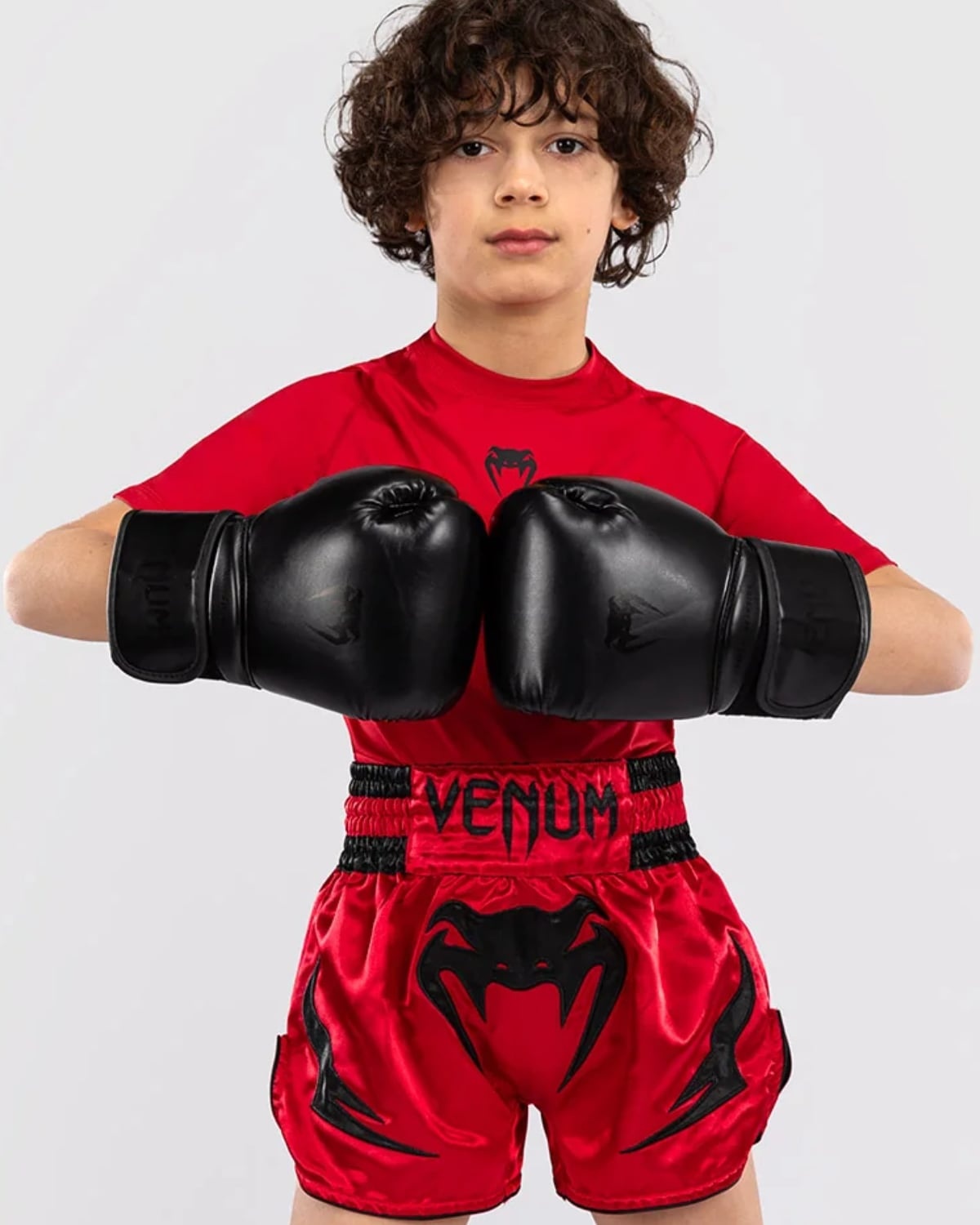 Venum Inferno Kids Muay Thai Shorts Red Black - FIGHTWEAR SHOP EUROPE