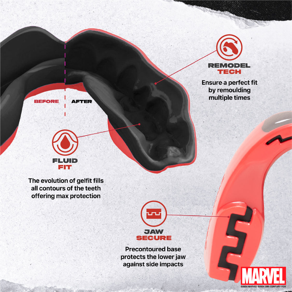SAFEJAWZ Marvel Deadpool Mouthguard Adults - Fightwear Shop - Europe
