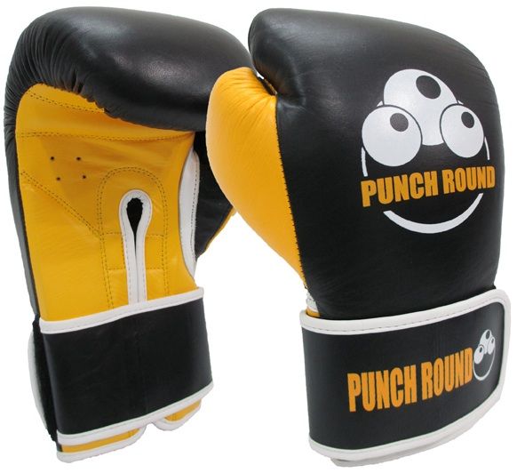 Punch Round ELITE PRO Boxing Gloves Black Yellow - Fightwear Shop - Europe