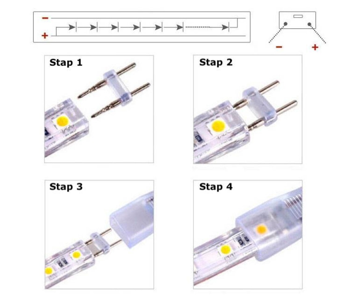 LED lysslange tilslutningskabel 230V EU stik inkl. tilslutningsmateria ...