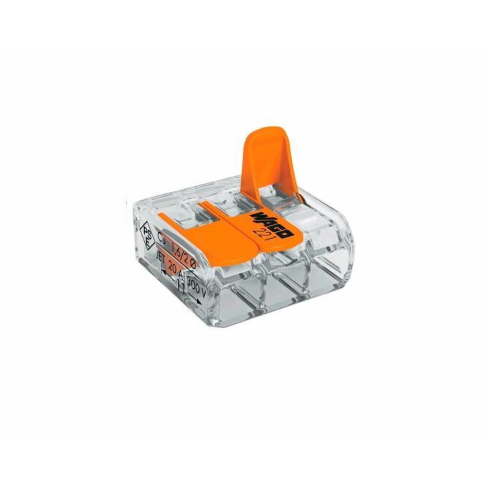 WAGO fjedersamlemuffe 3-vejs 4mm² 221-413 - 50 stk. - Ledpaneler.dk