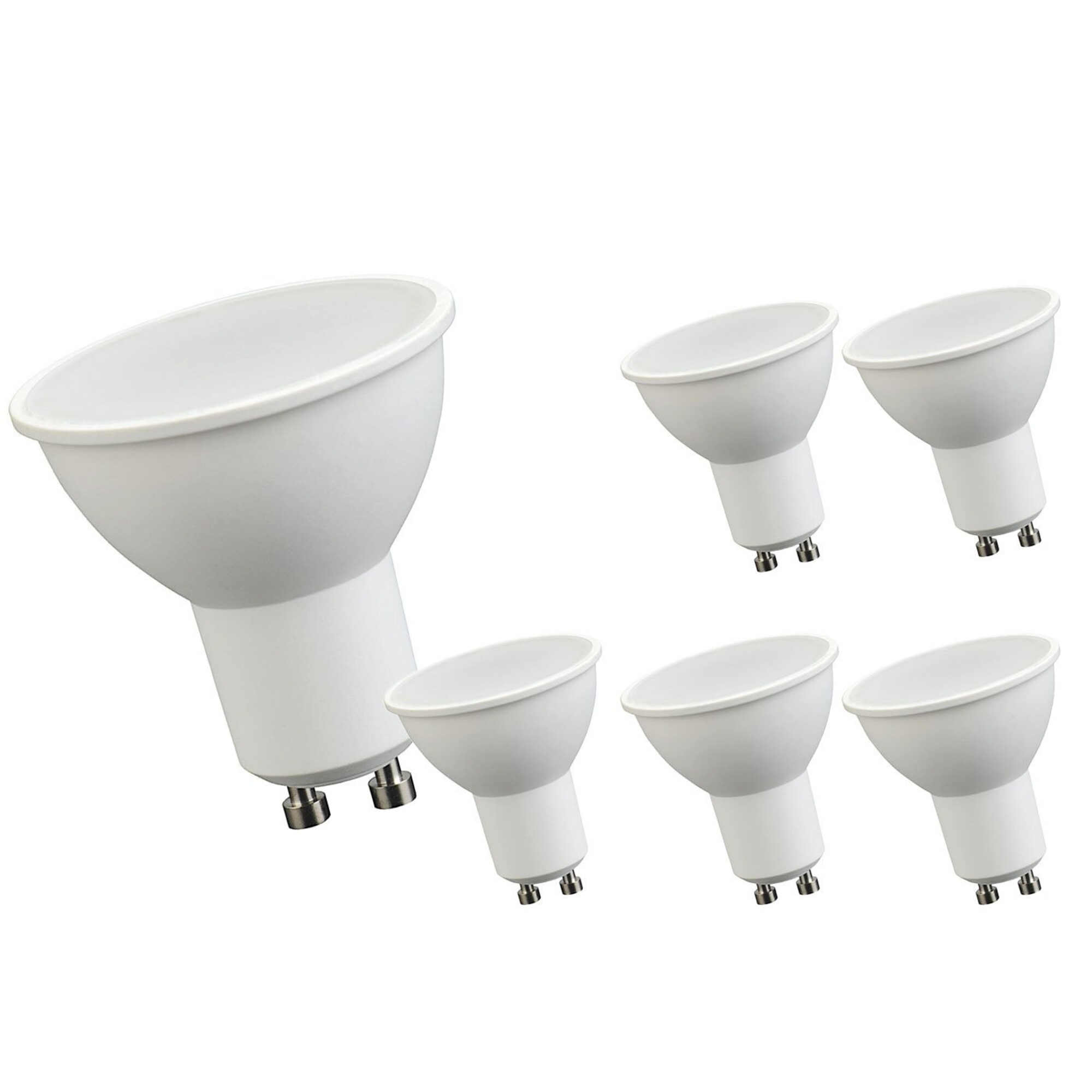 Fordelspakke 6 stk - LED spot GU10 - 6W erstatter 40W - 6000K kold hvi ...