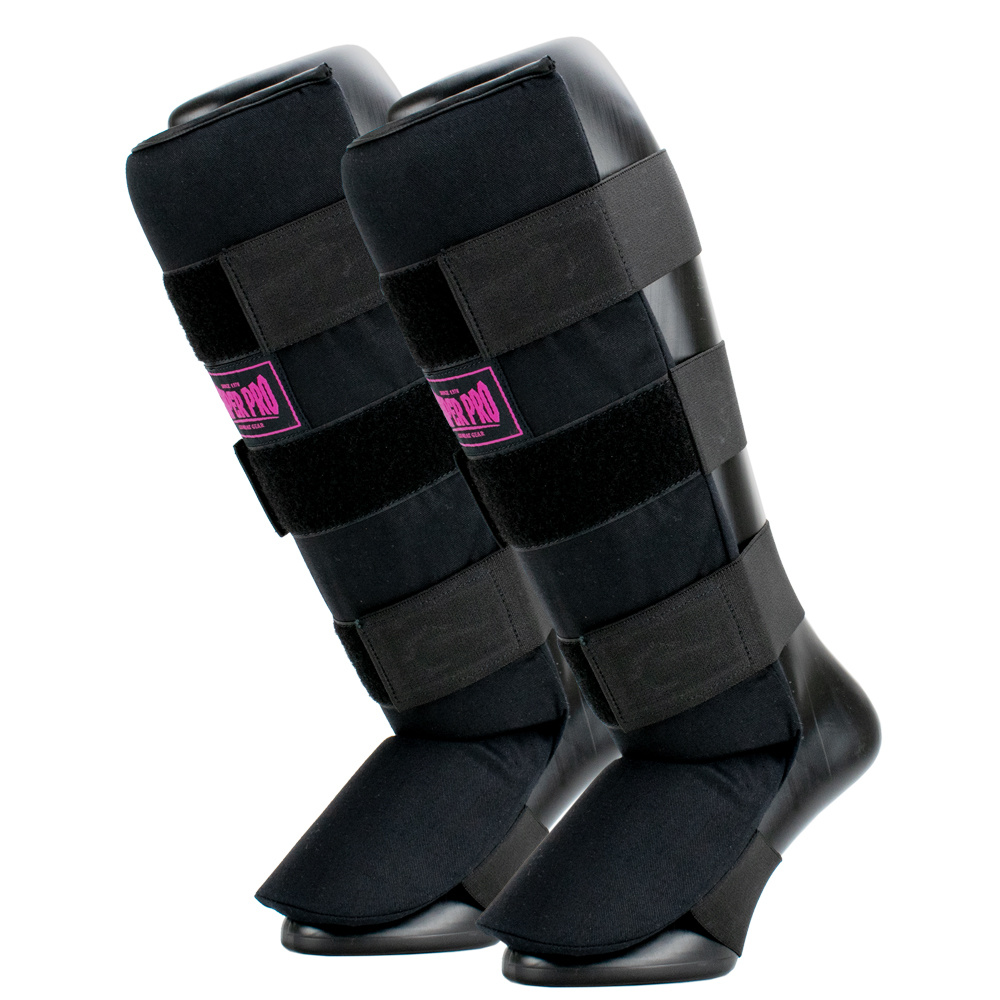 Super Pro Combat Gear Shin Guards Savior Black/Pink - KYOKUSHINWORLDSHOP
