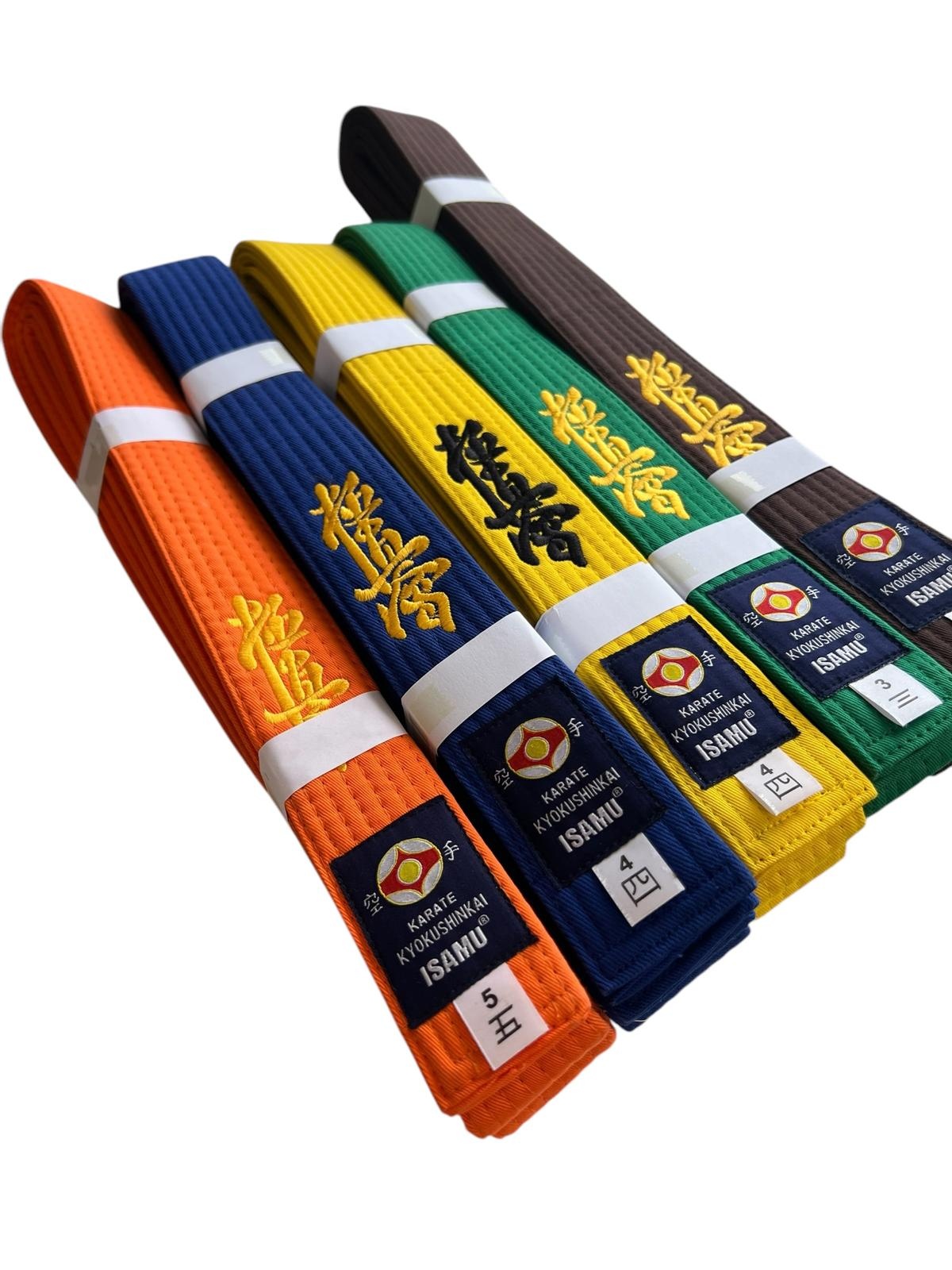 ISAMU Kyokushinkai Kyu Belt with Kanji Embroidery - KYOKUSHINWORLDSHOP