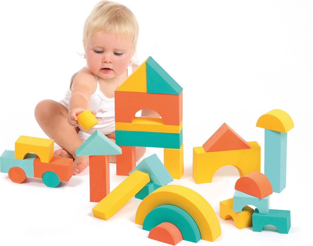 Ludi Foam Building Blocks – 28 Soft, Lightweight Pieces for Safe & Sen ...