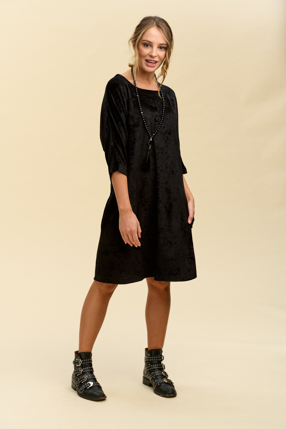 JABA Netta Dress - Black Velvet - - JABA YARD